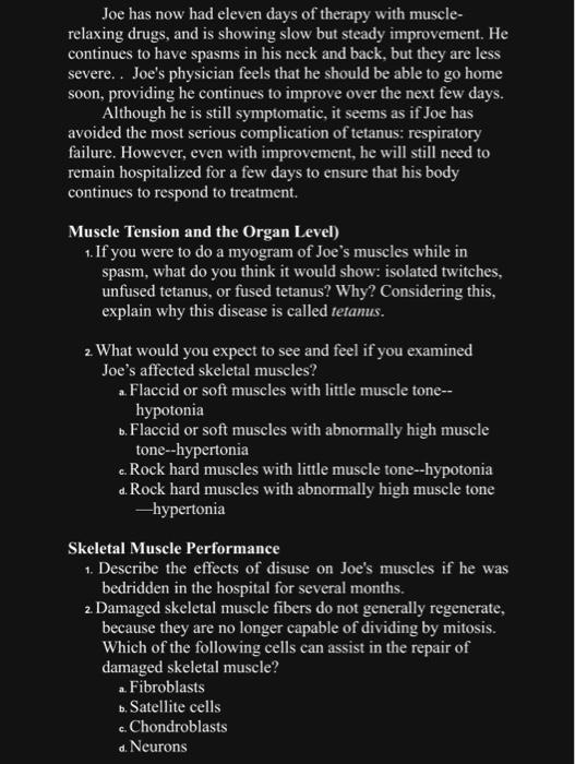 Solved Joe has now had eleven days of therapy with | Chegg.com