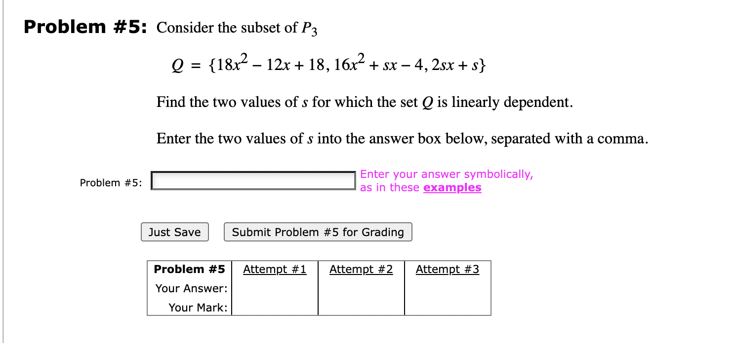 Solved Problem #5:Enter your answer symbolically,as in these | Chegg.com