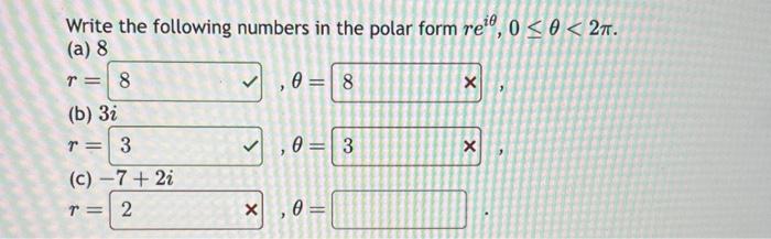 Solved Write the following numbers in the polar form | Chegg.com