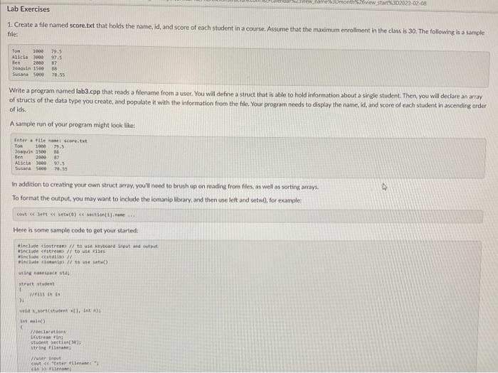 file: of structs of the data troe yeu crete, and | Chegg.com