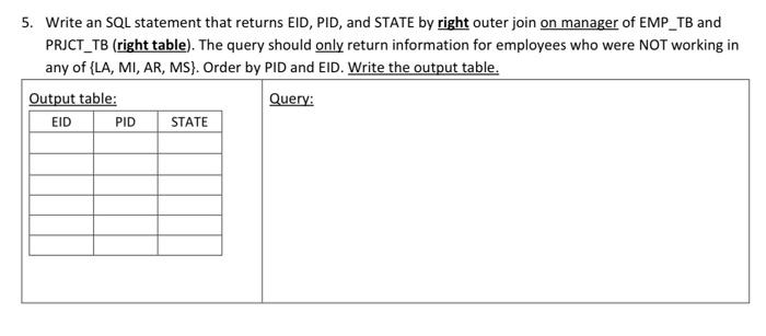 Solved Assume that a business has two tables EMP_TB and | Chegg.com
