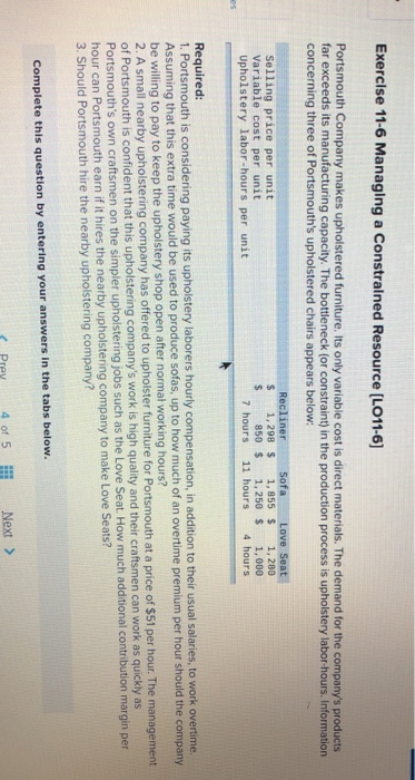 Solved Exercise 11-6 Managing a Constrained Resource | Chegg.com
