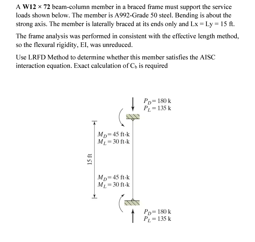 Solved please answer this quickly!!!! A W12 ×72 ﻿beam-column | Chegg.com