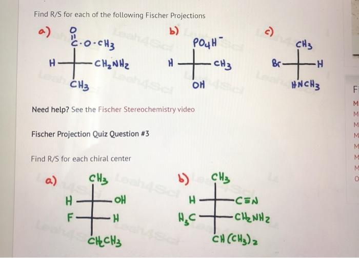 Solved Find R/S for each of the following Fischer | Chegg.com