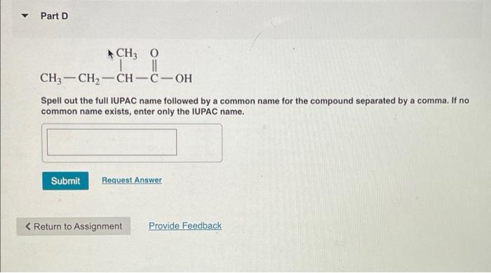 Solved A Review | Consta Give the IUPAC name for o II CH3 | Chegg.com