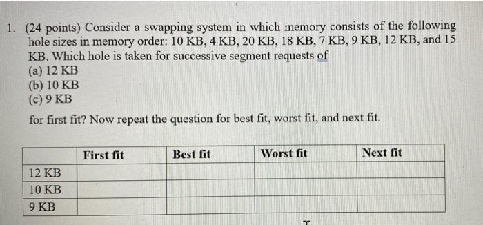 Solved 1. (24 points) Consider a swapping system in which | Chegg.com