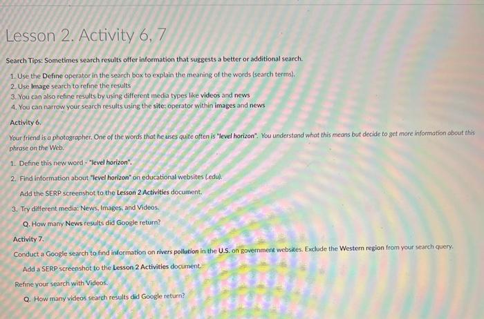 Solved In Class Assignment - Lesson 2 Activities. Start a | Chegg.com