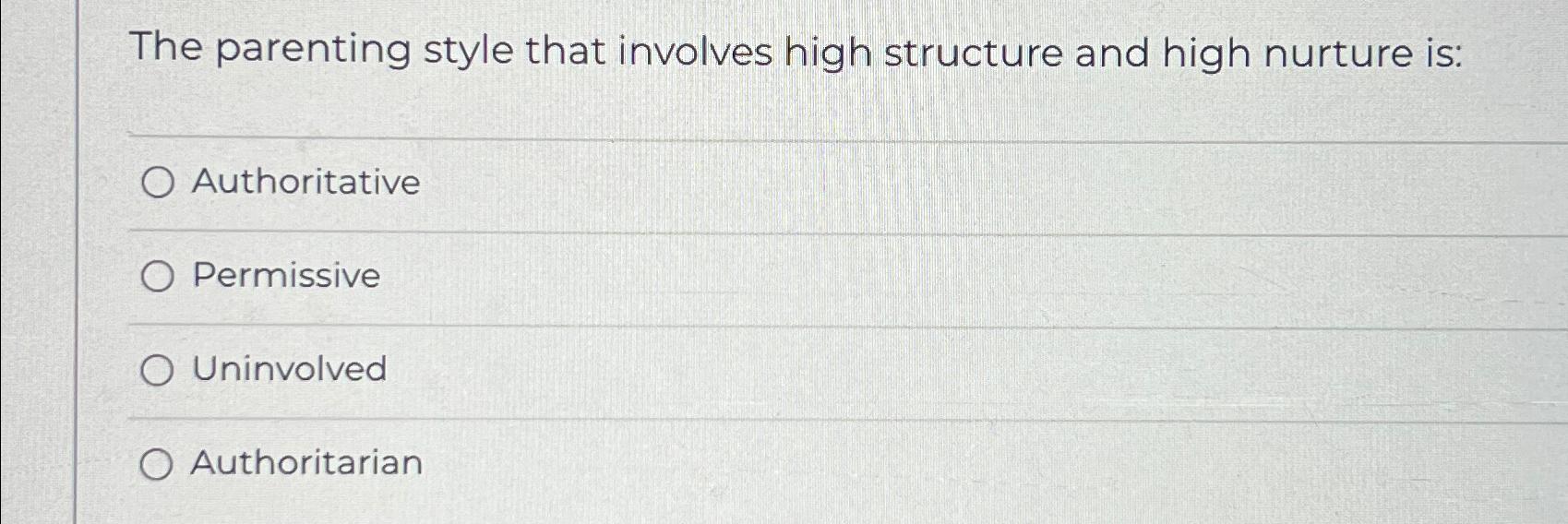 Solved The parenting style that involves high structure and | Chegg.com