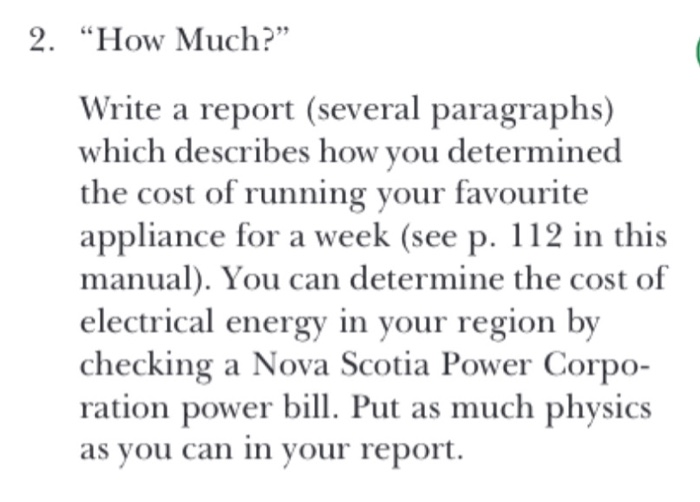 Solved 2. “How Much?” Write a report (several paragraphs) | Chegg.com