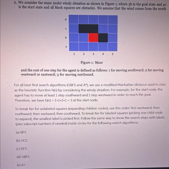 Solved Please help solve this windy maze problem for BFS, | Chegg.com