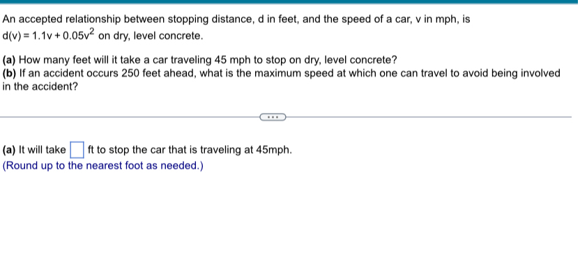 Solved An accepted relationship between stopping distance, d | Chegg.com