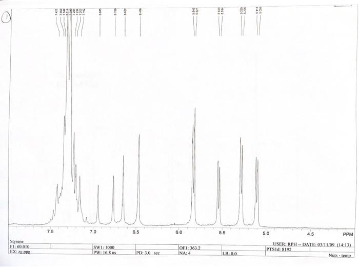 Solved 1. 'H NMR of styrene. (15 pt) 8 нь Ha Hc A. Draw tree | Chegg.com