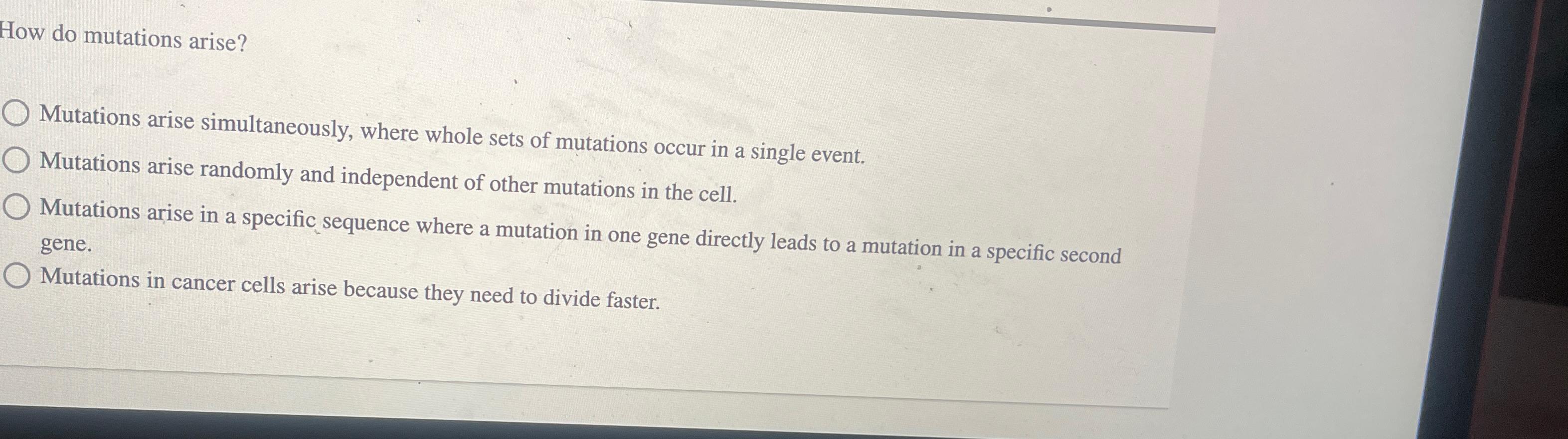 Solved How do mutations arise?Mutations arise | Chegg.com