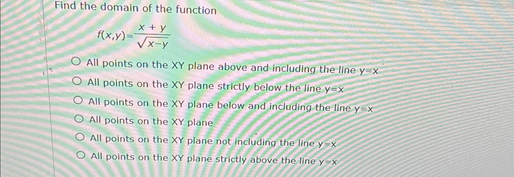 Solved Find the domain of the functionf(x,y)=x+yx-y2All | Chegg.com