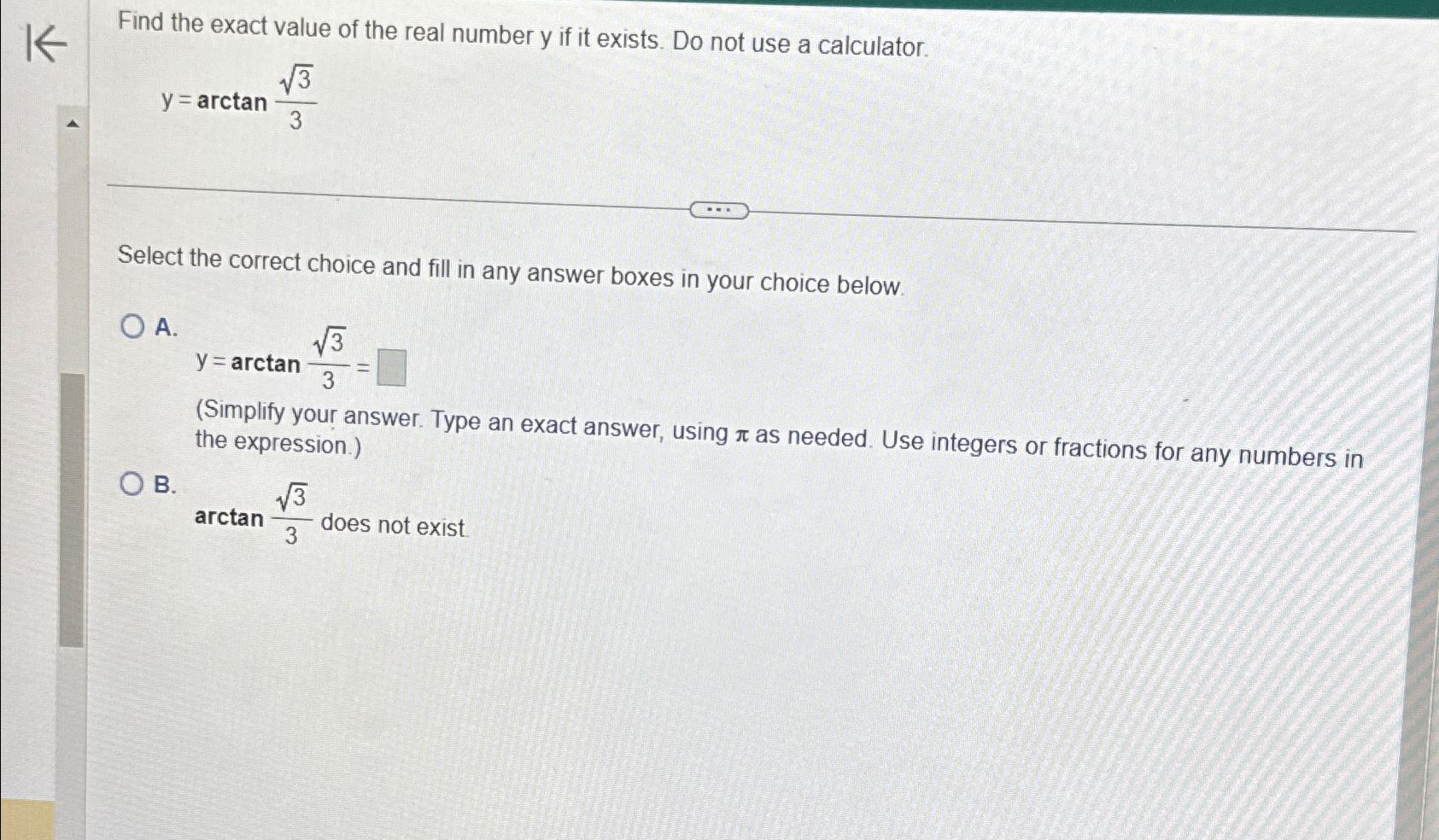Solved Find the exact value of the real number y ﻿if it | Chegg.com