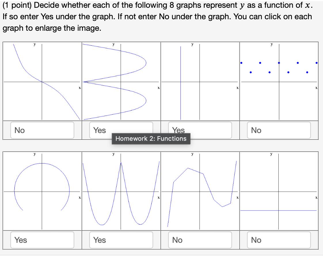 Solved (1 point) Decide whether each of the following 8 | Chegg.com Solved (1 point) Decide whether each of the following 8 | Chegg.com