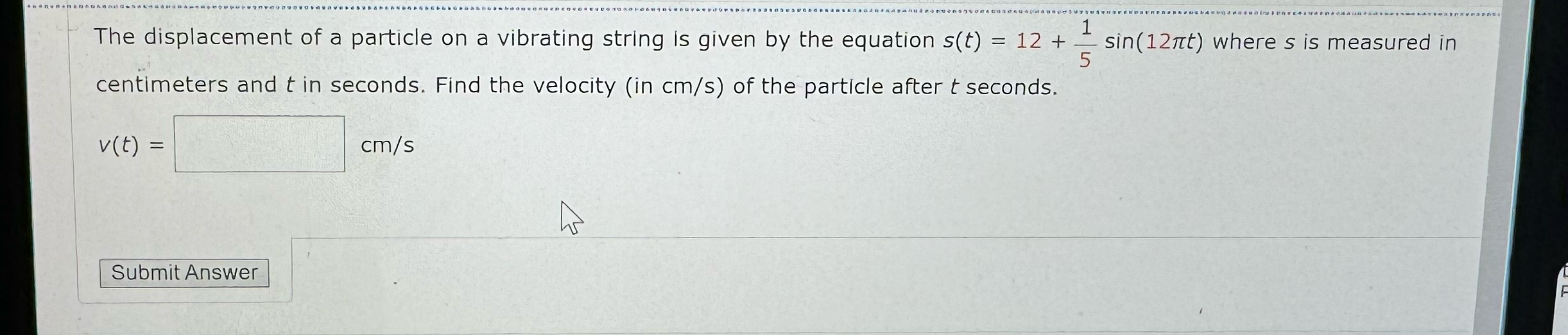 Solved The displacement of a particle on a vibrating string | Chegg.com