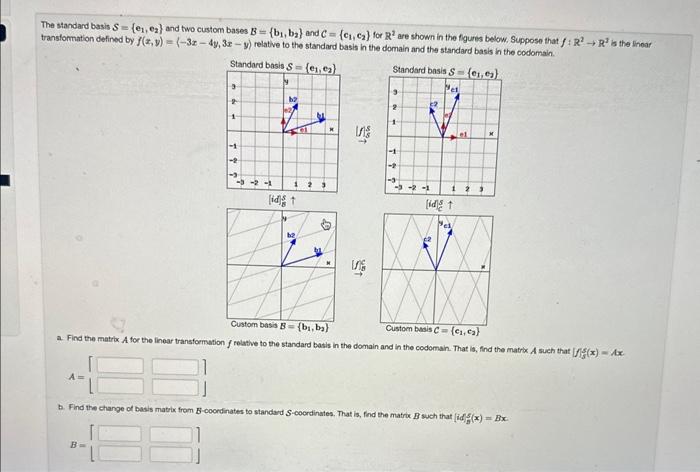 Solved te standard basis S={e1,c2} and two custom bases | Chegg.com