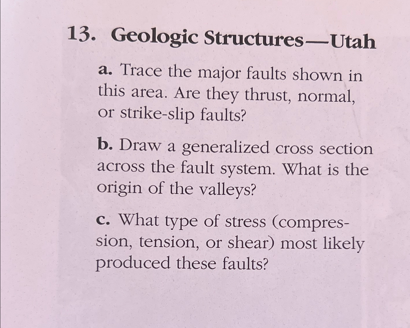 Solved Geologic Structures-Utaha. ﻿Trace the major faults | Chegg.com