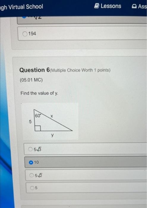 Solved Question 6(Multiple Choice Worth 1 points) (05.01 MC) | Chegg.com