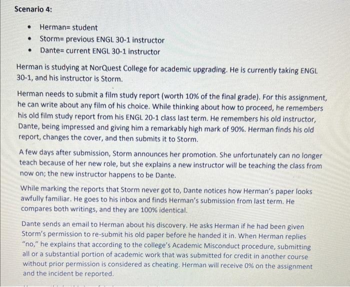 Solved - Herman= student - Storm = previous ENGL 30-1 | Chegg.com