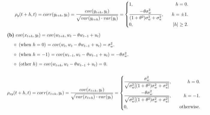 Solved There are two time series xt=wt,yt=wt−θwt−1+ut, wt | Chegg.com