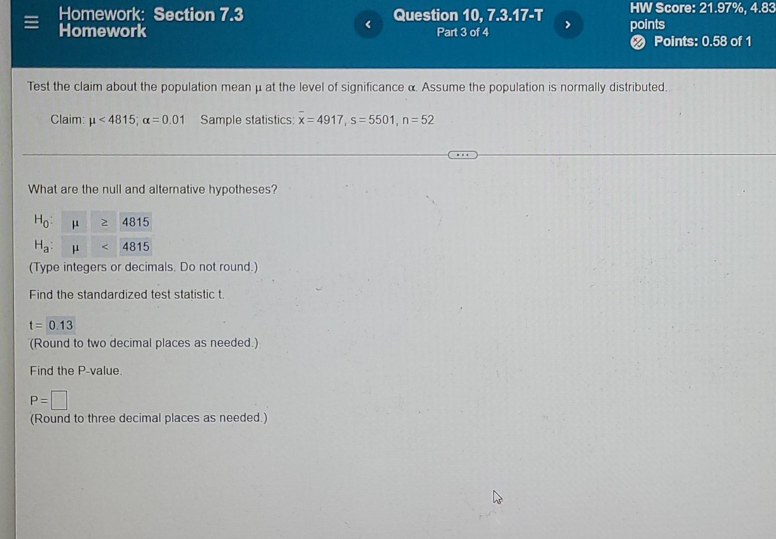 Solved Homework Section 7 3 Homework Question 10 7 3 17 T