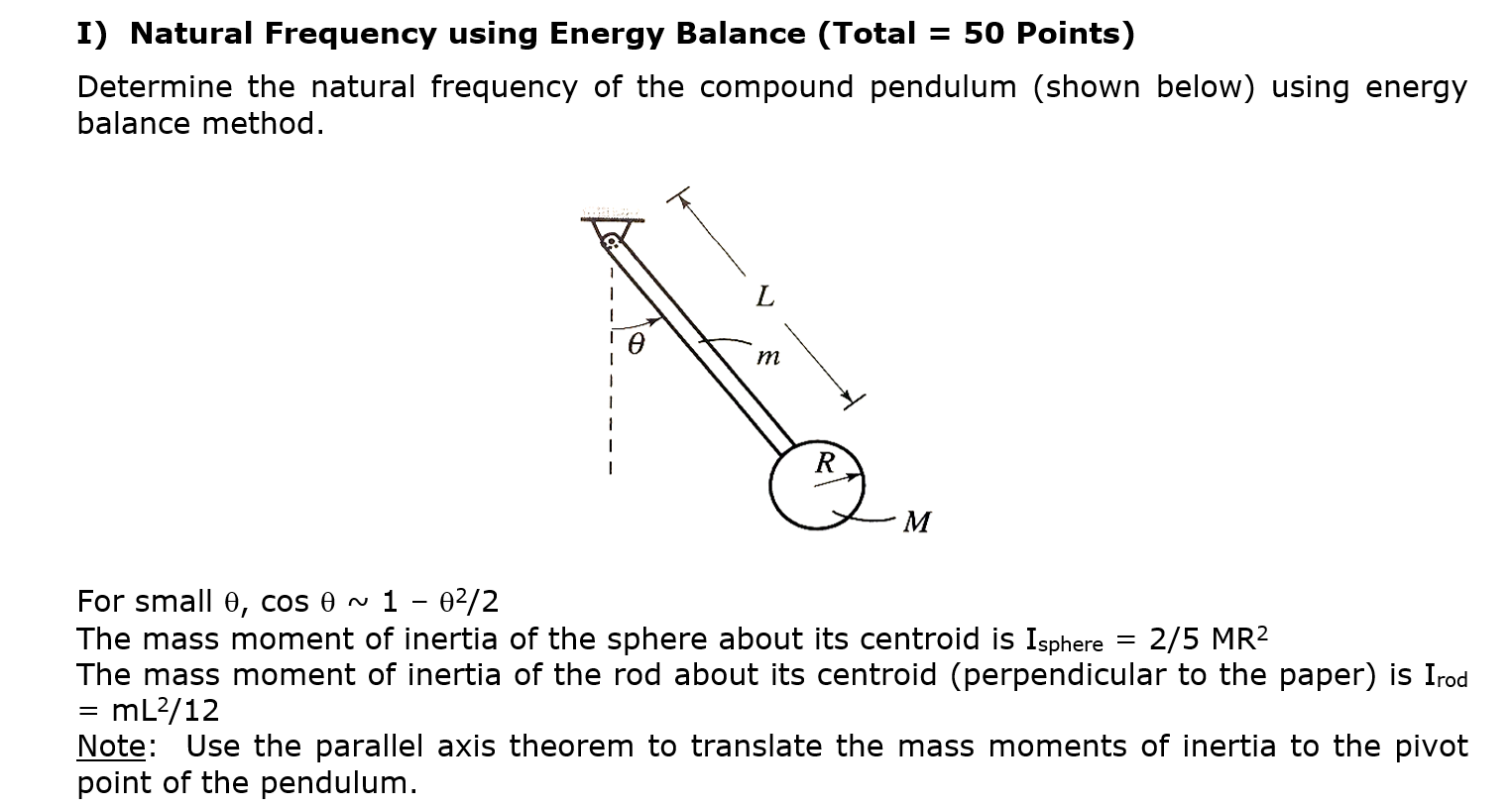 I) ﻿Natural Frequency using Energy Balance (Total =50 | Chegg.com