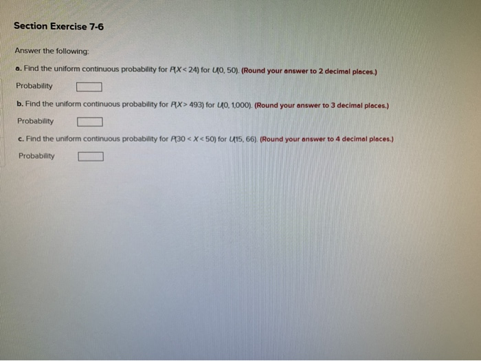 Solved Section Exercise 7-6 Answer the following: a. Find | Chegg.com