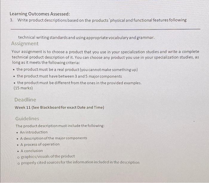 Solved Learning Outcomes Assessed: 3. Write product | Chegg.com