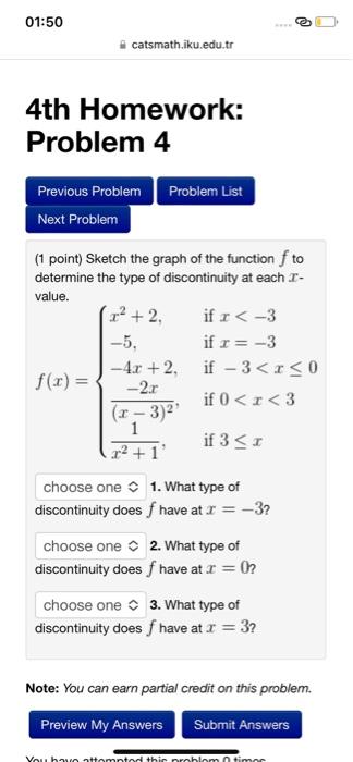 Solved (1 point) Let f(x)={−4+x, if x