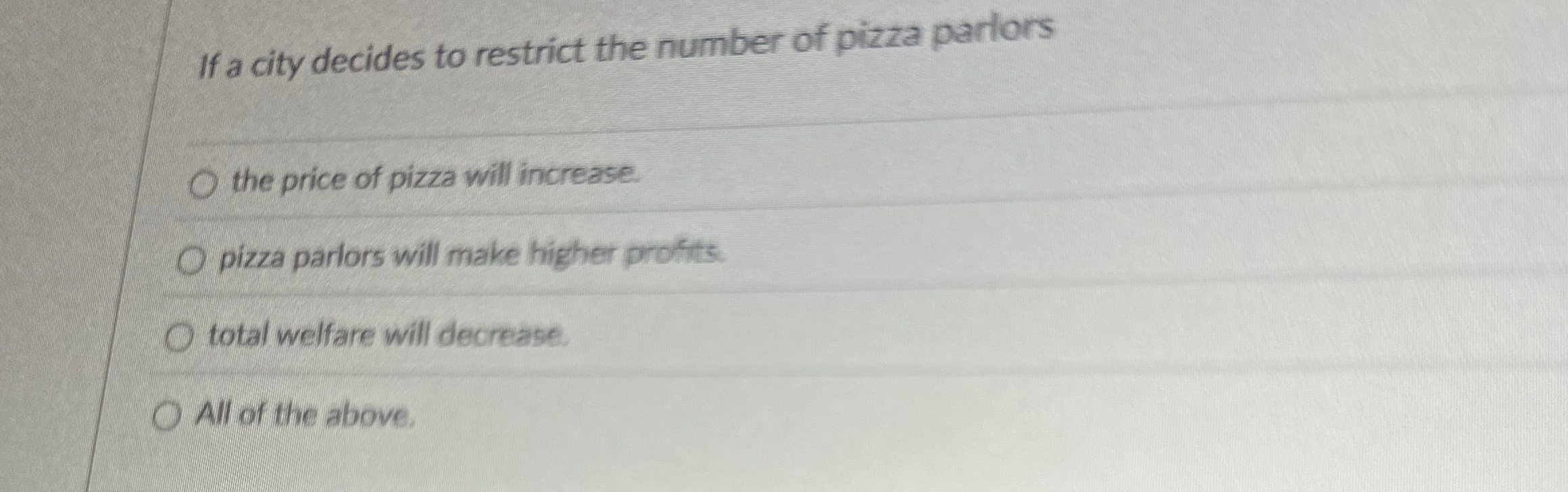 Solved If a city decides to restrict the number of pizza | Chegg.com