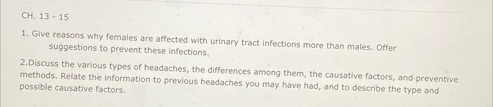 Solved CH. 13-15Give reasons why females are affected with | Chegg.com