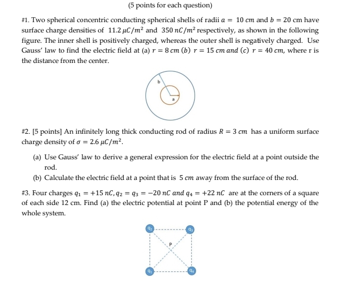 Solved (5 ﻿points for each question)#1. ﻿Two spherical | Chegg.com