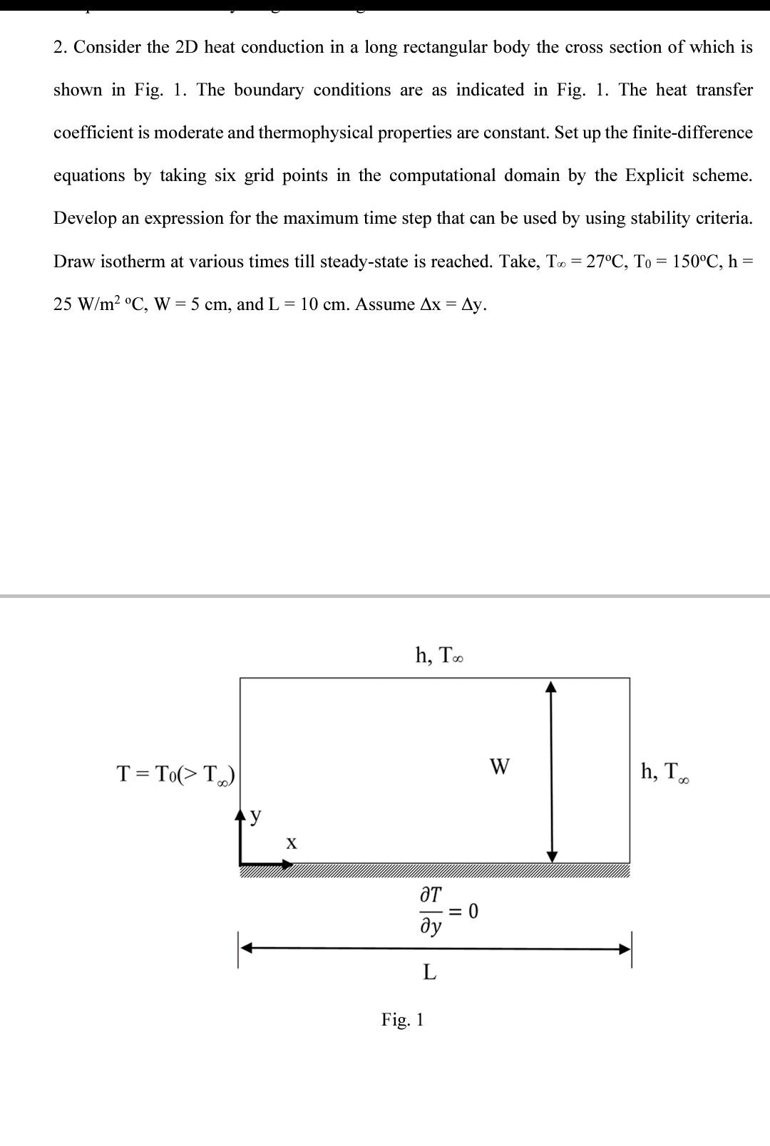 2. Consider the 2D heat conduction in a long | Chegg.com