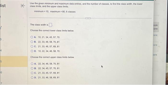 Solved Use the given minimum and maximum data entries, and | Chegg.com