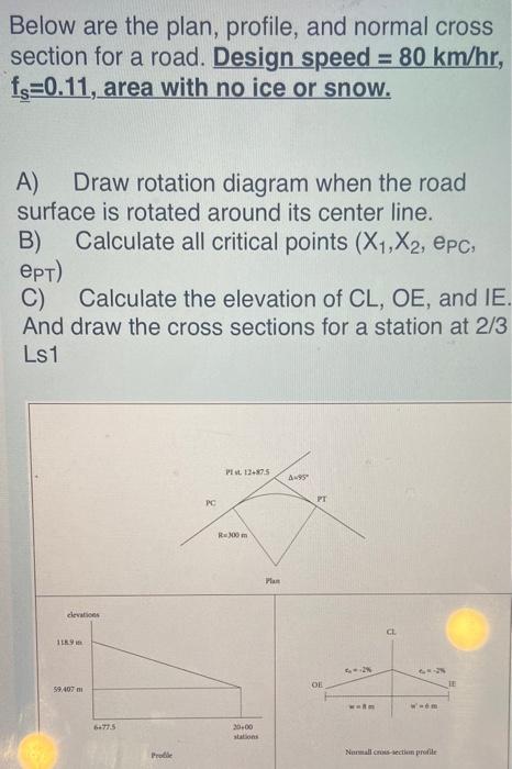 Solved Below are the plan, profile, and normal cross section | Chegg.com