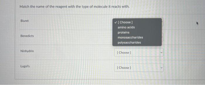 Solved Match the name of the reagent with the type of | Chegg.com