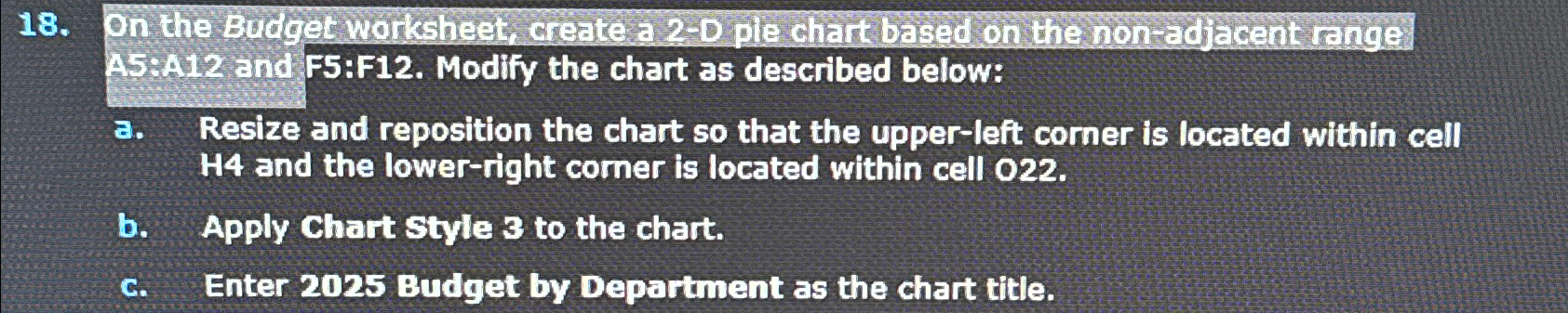 Solved On the Borgget workhest create a 2-0 ﻿ple chart based | Chegg.com