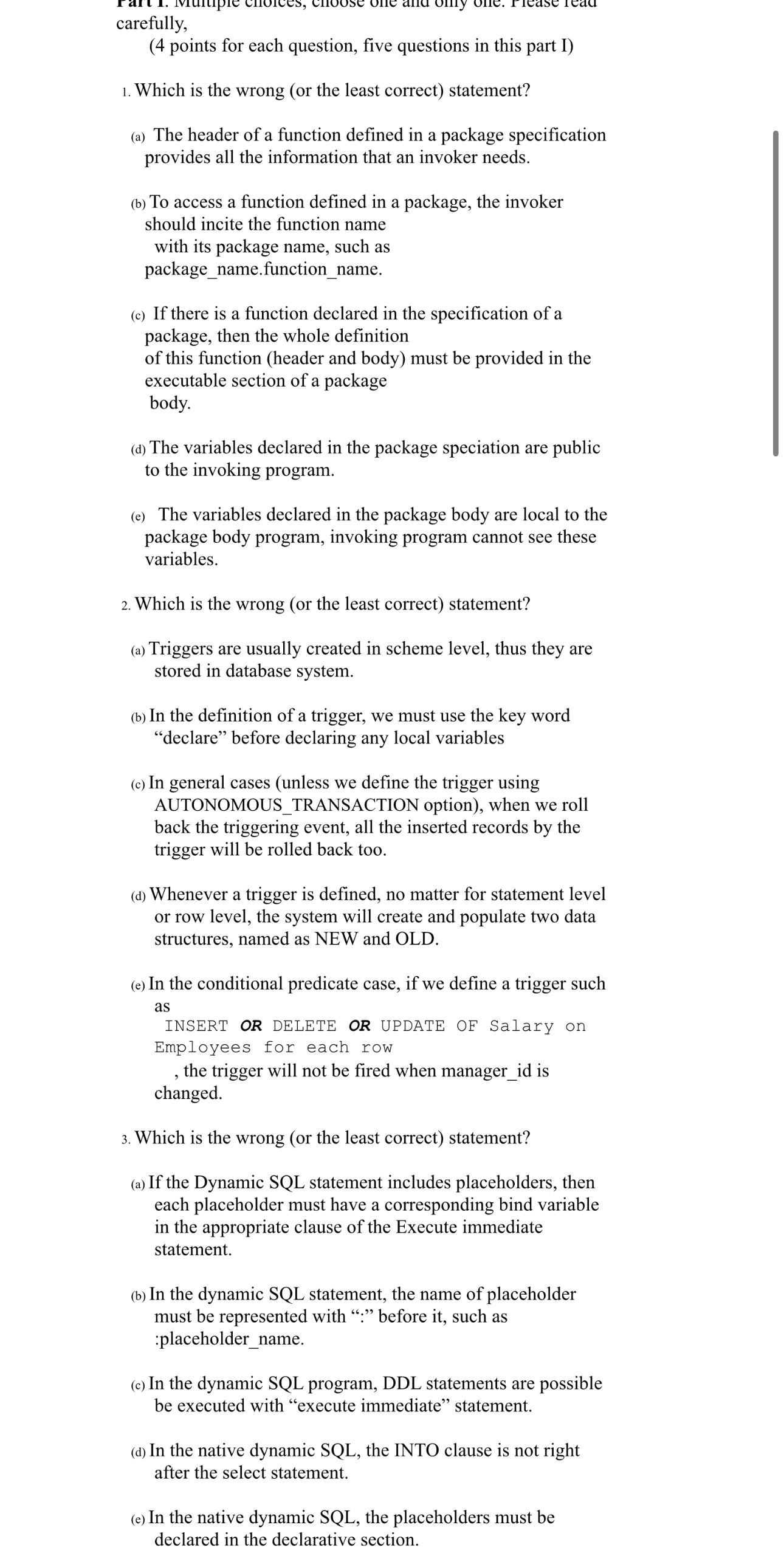 Solved carefully,(4 ﻿points for each question, five | Chegg.com