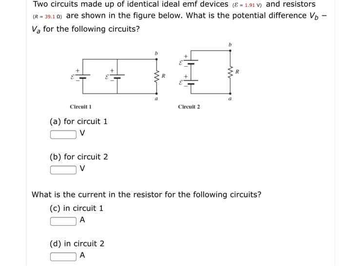 Solved Two circuits made up of identical ideal emf devices | Chegg.com