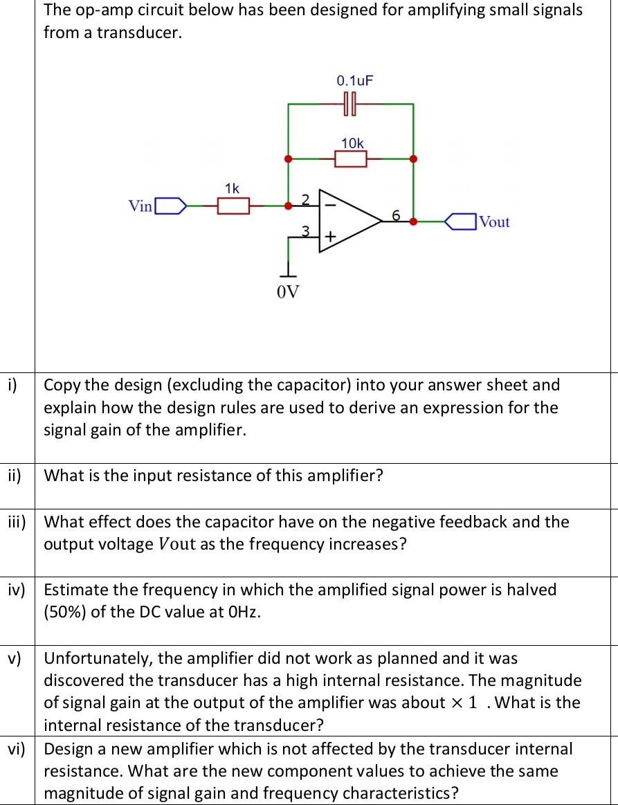 The op-amp circuit below has been designed for | Chegg.com