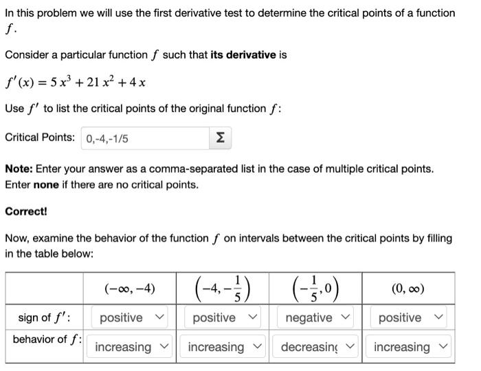 Solved In this problem we will use the first derivative test | Chegg.com