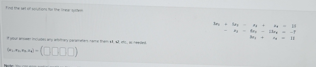 Solved Find the set of solutions for the linear | Chegg.com