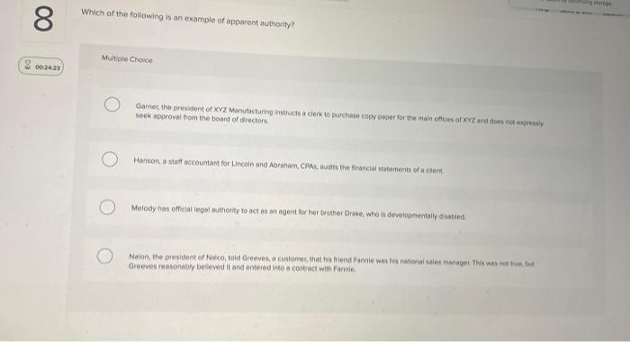 Solved Which of the following is an example of apparent | Chegg.com