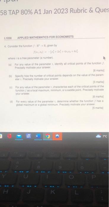 Solved 58 TAP 80\% A1 Jan 2023 Rubric \& 1058 APPLIED | Chegg.com