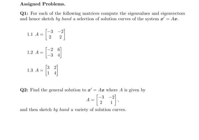 Solved Assigned Problems. Q1: For each of the following | Chegg.com