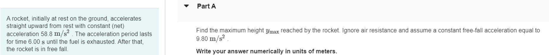 Solved Part AA rocket, initially at rest on the ground, | Chegg.com