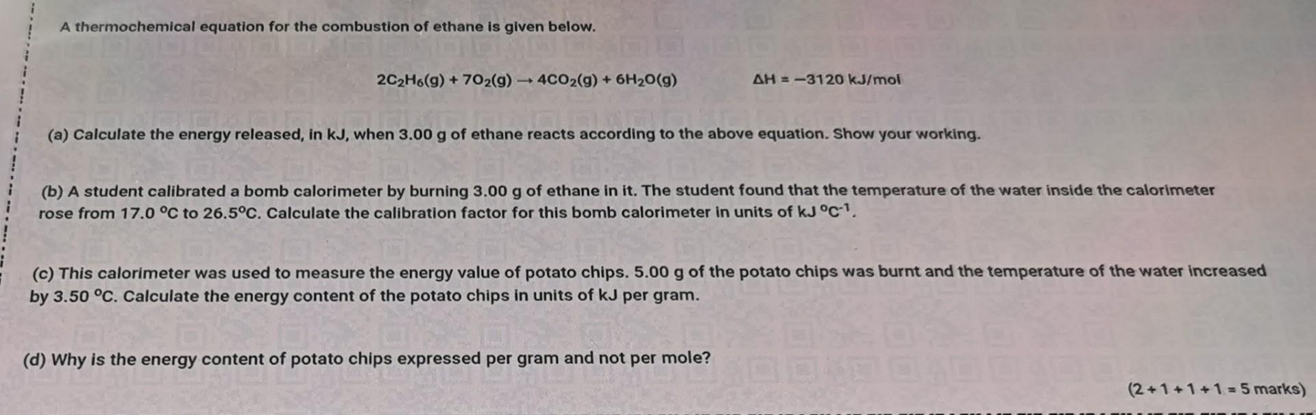 Solved A thermochemical equation for the combustion of | Chegg.com