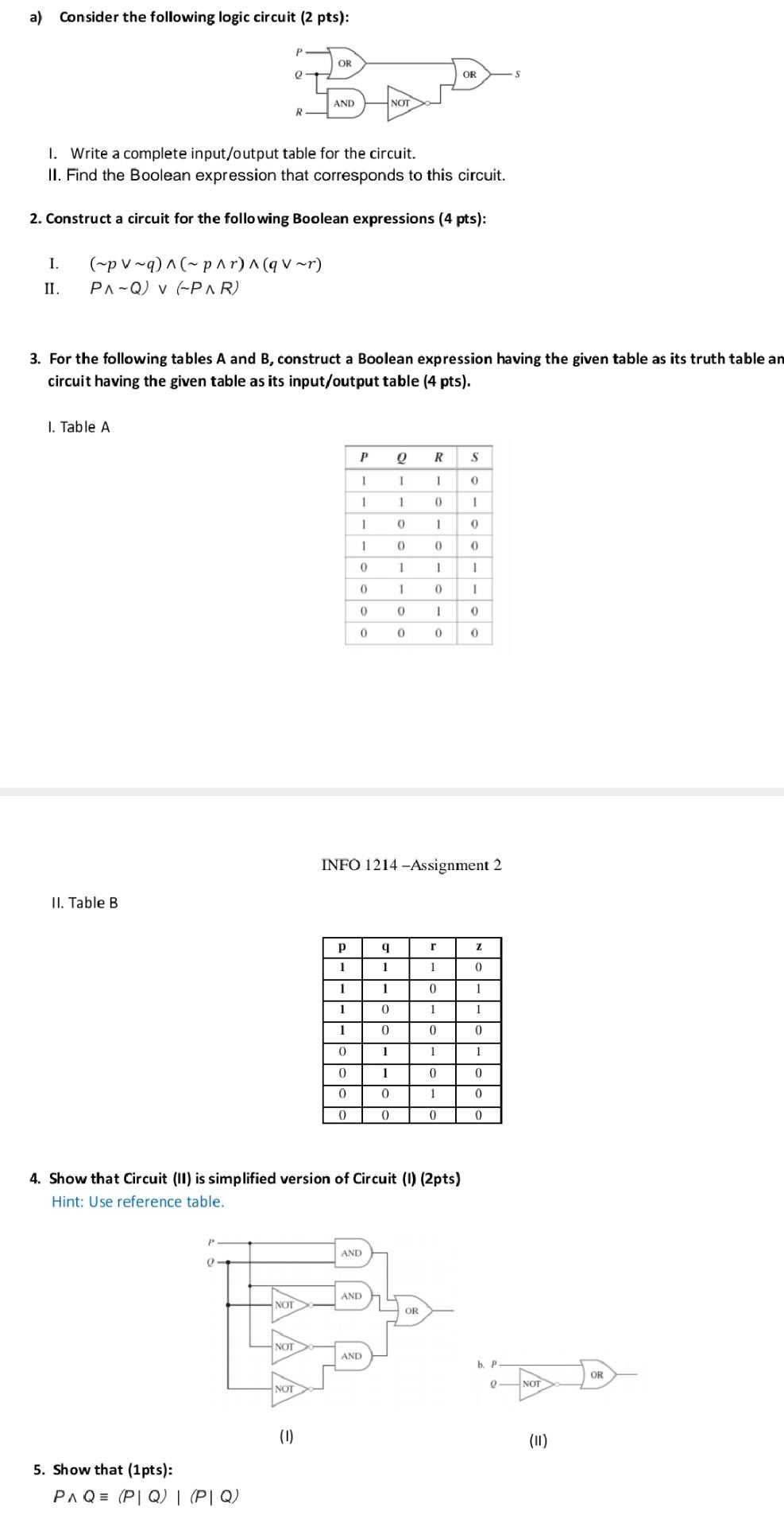 Solved a) Consider the following logic circuit (2 pts): OR e | Chegg.com